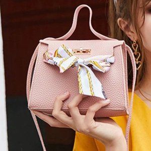 Star Posh | Bags | Satin Bow Pink Vegan Leather Mini Satchel Handbag ...
